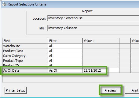 Inventory Quantity and Value for a given date | Acctivate Help